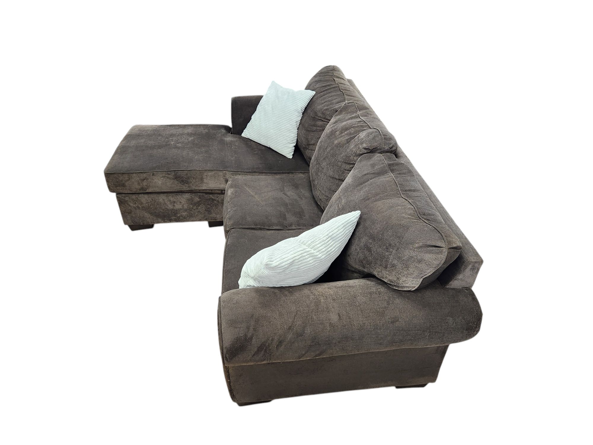 Brown Reversible Chaise Couch with Ottoman - The Good Couch