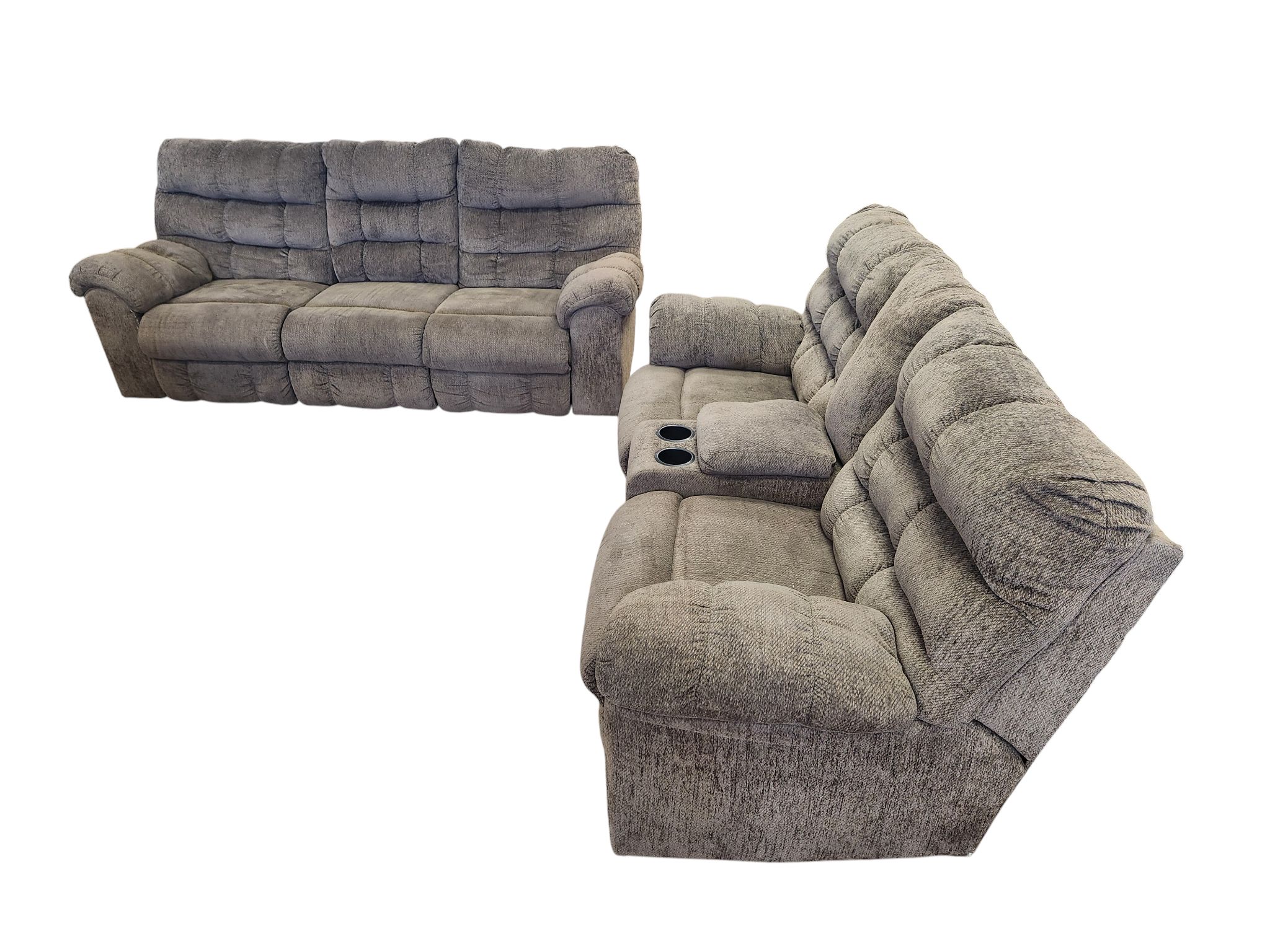 Dark Gray Couch & Loveseat with Recliners & Console - The Good Couch